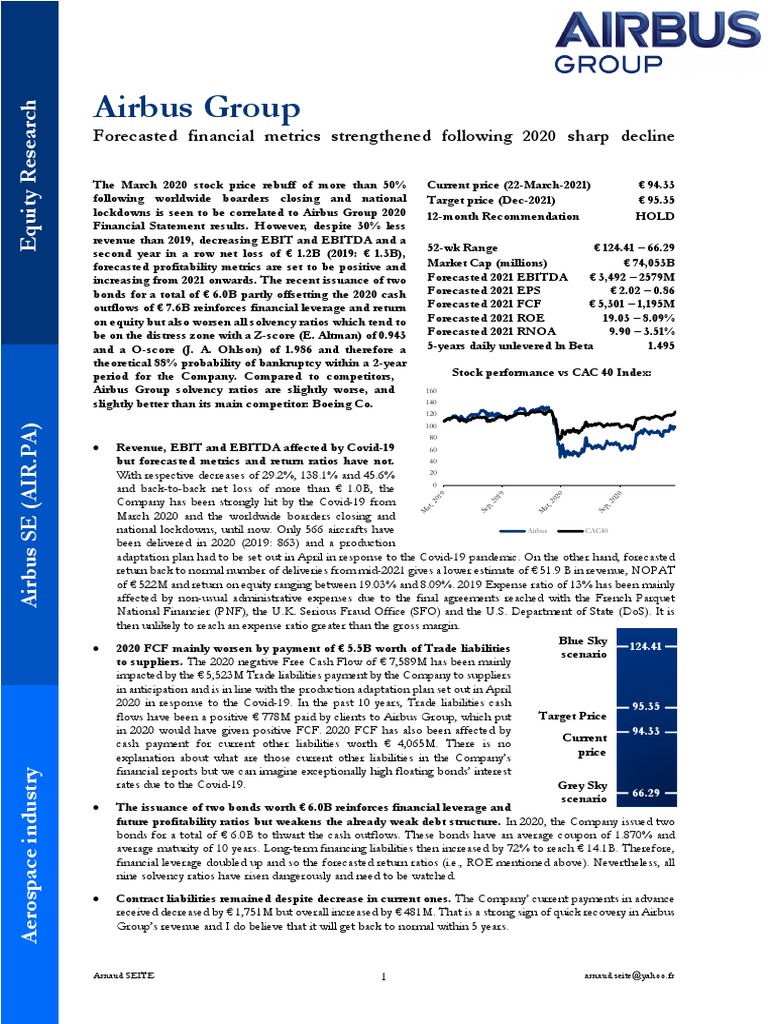 Airbus Equity Research | PDF | Stock Valuation | Present Value