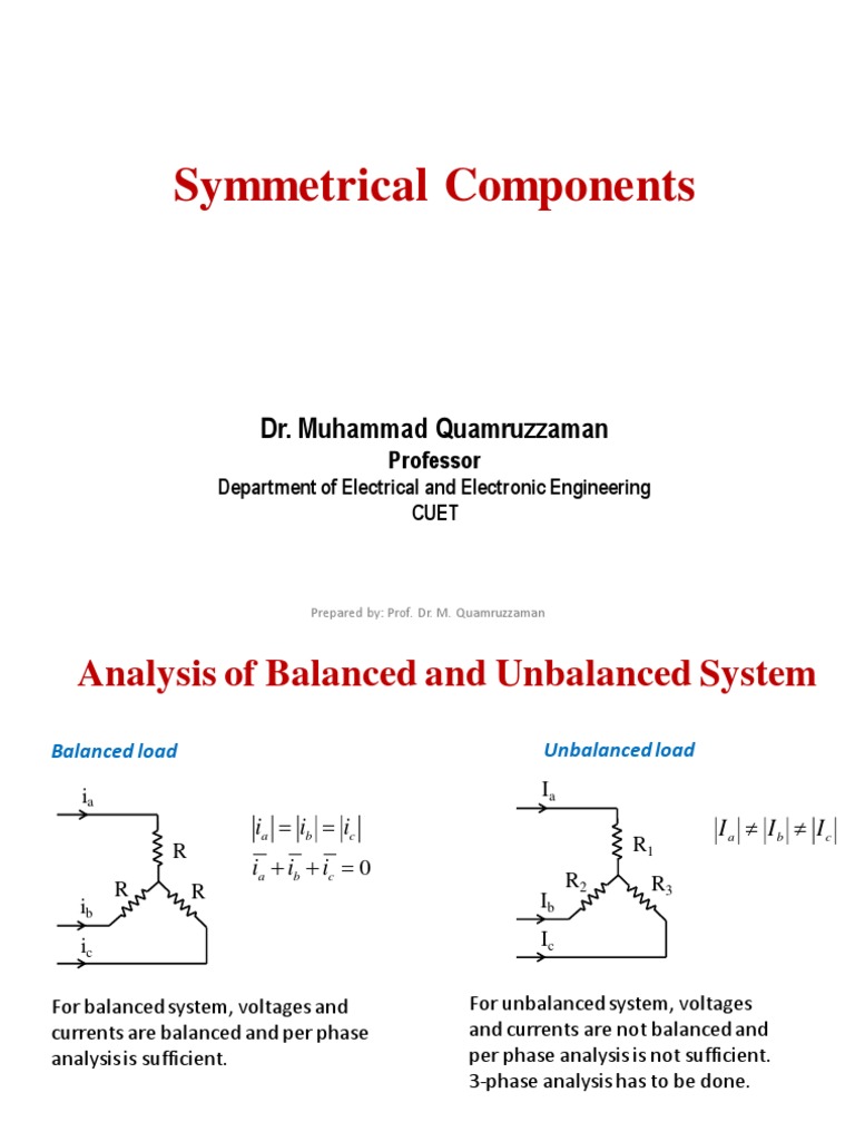 Symmetrical Components: Dr. Muhammad Quamruzzaman | PDF | Classical ...