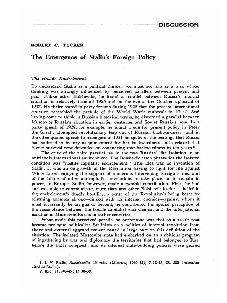 The Emergence of Stalin's Foreign Policy: Robert C. Tucker | PDF ...