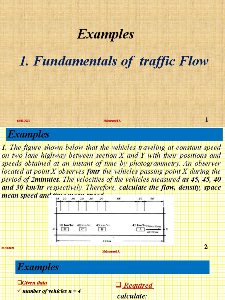 Examples: 1. Fundamentals of Traffic Flow | PDF | Speed | Regression Analysis