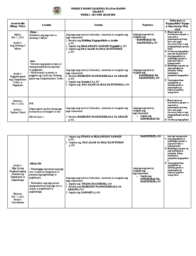 Mapeh-Week 5 - 2nd Quarter | PDF