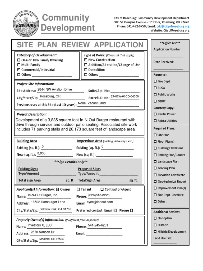 Site Plan Review Application In-N-Out | PDF | Business