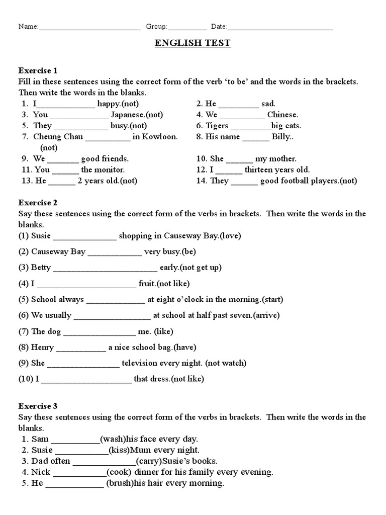 Simple Present - Test | PDF | Linguistics | Grammar