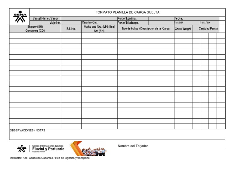 Formato Planilla de Carga Suelta | PDF