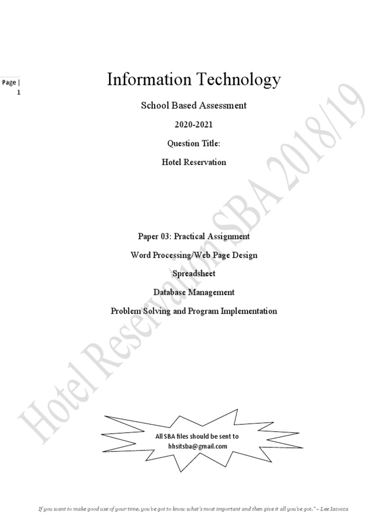 IT SBA Guideline | PDF | Worksheet | Spreadsheet