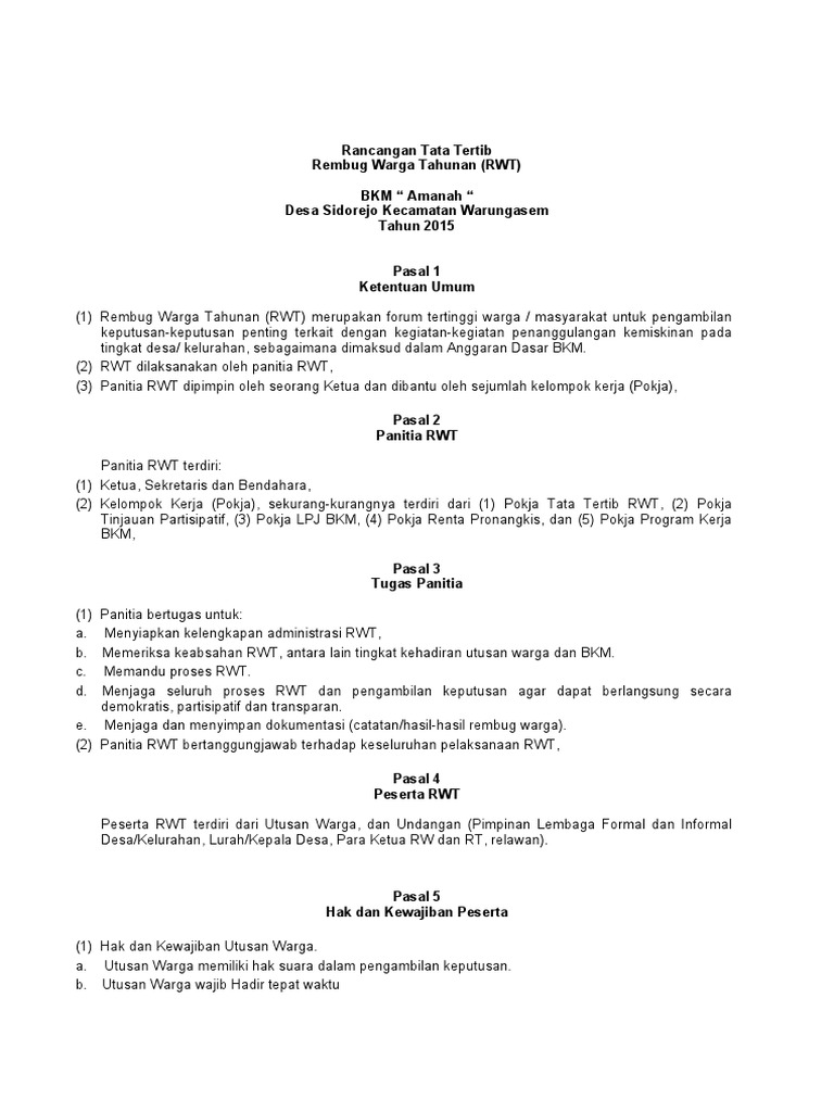 Rancangan Tata Tertib | PDF | Pengelolaan Keuangan & Uang | Griya & Taman