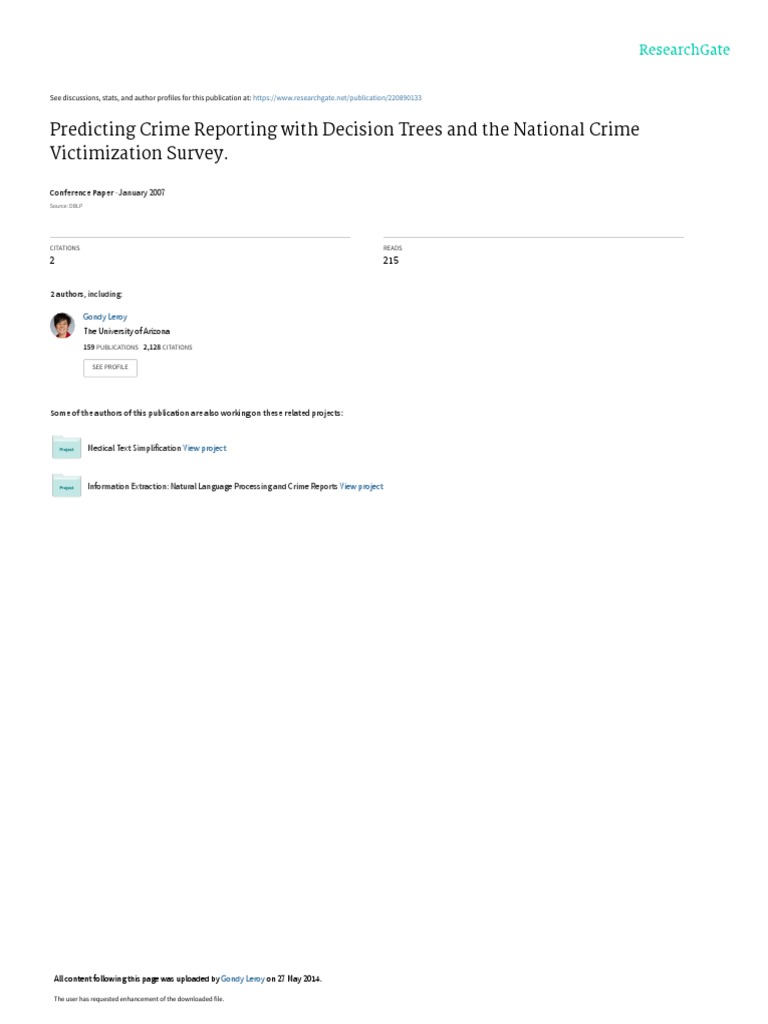 Predicting Crime Reporting With Decision Trees and | PDF | Robbery | Victimisation