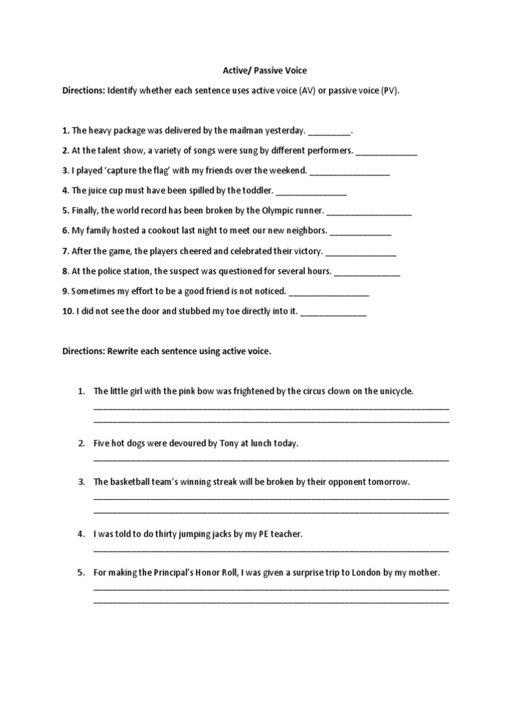 Active/Passive Voice Identification | PDF