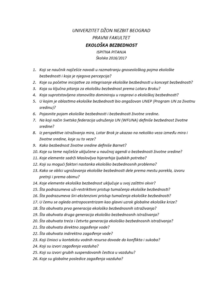 Ekološka Bezbednost | PDF