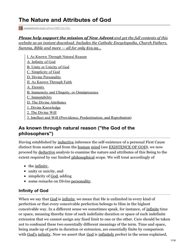 The Nature and Attributes of God | PDF | Predestination | Grace In ...