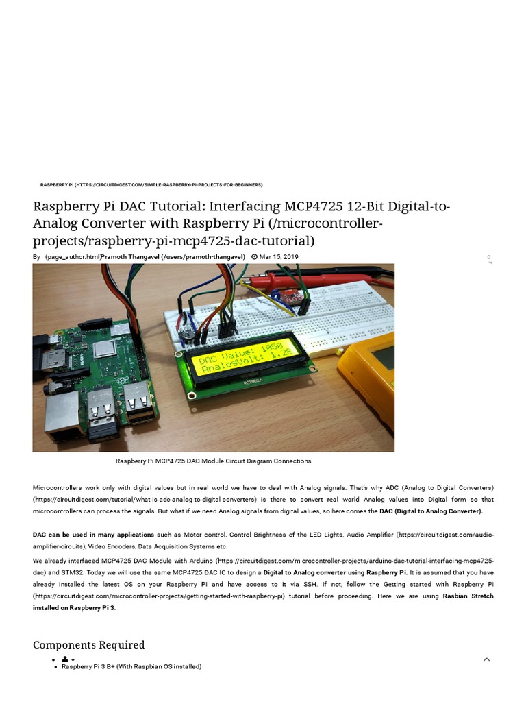 Raspberry Pi MCP4725 DAC Tutorial - Interfacing MCP4725 12-Bit Digital ...