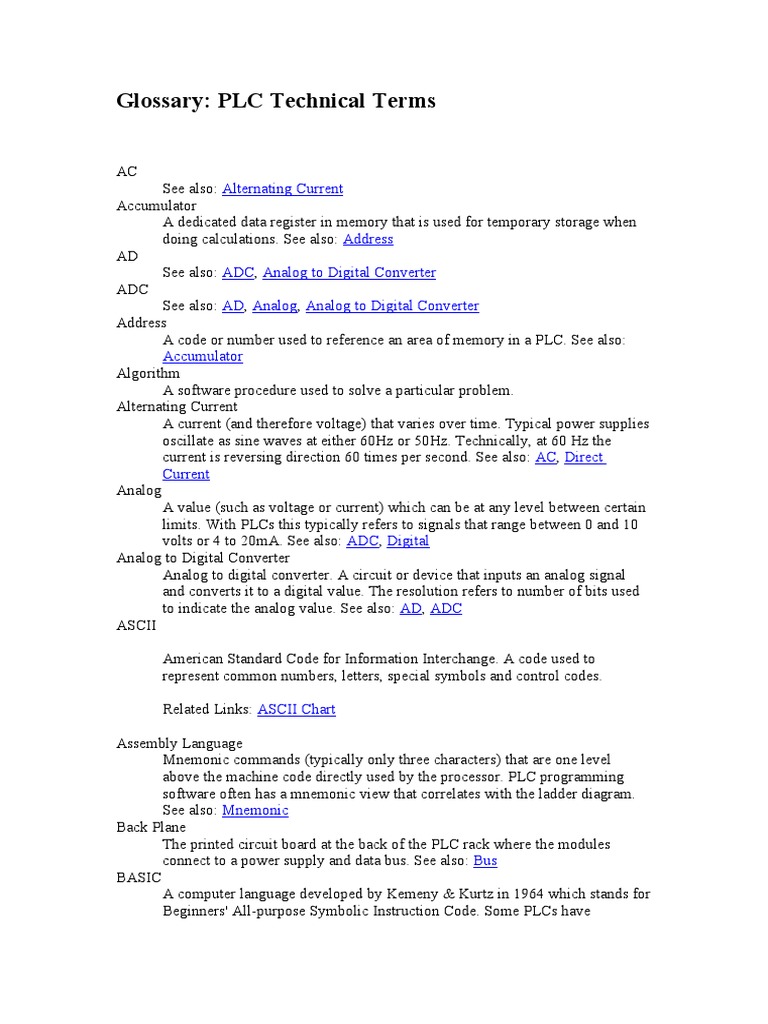 Glossary: PLC Technical Terms: Alternating Current | PDF | Programmable ...