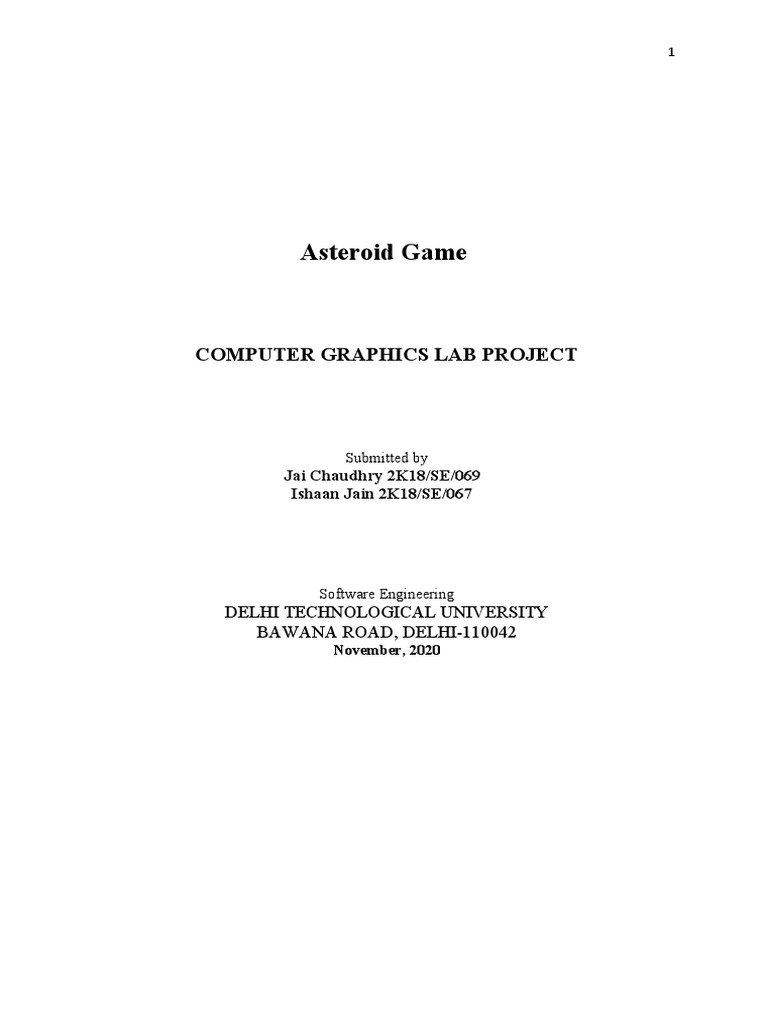 Asteroid Game: Computer Graphics Lab Project | PDF | Video Games | Computing