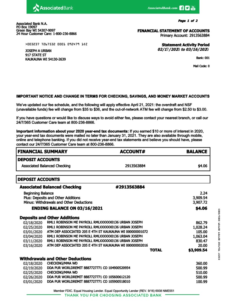 Financial Summary Account# Balance Financial Summary Account# Balance | PDF | Transaction ...