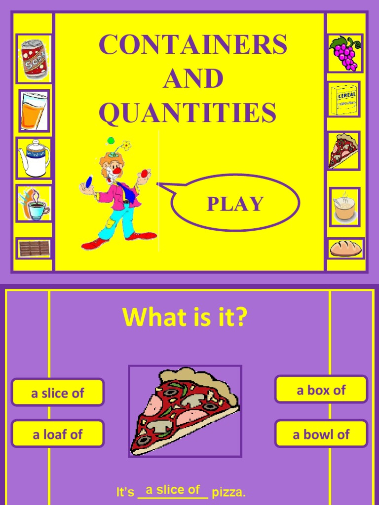 Containers and Quantities Flashcards 43765 | PDF