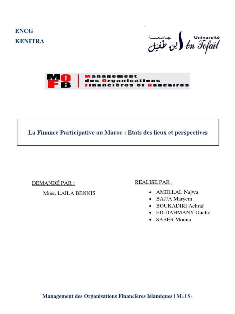 La Finance Participative Au Maroc Etats Des Lieux Et Perspectives | PDF ...