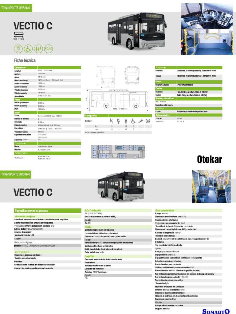 Otokar Ficha Tecnica Vectio C ESP | PDF | Eje | Vehículo de motor