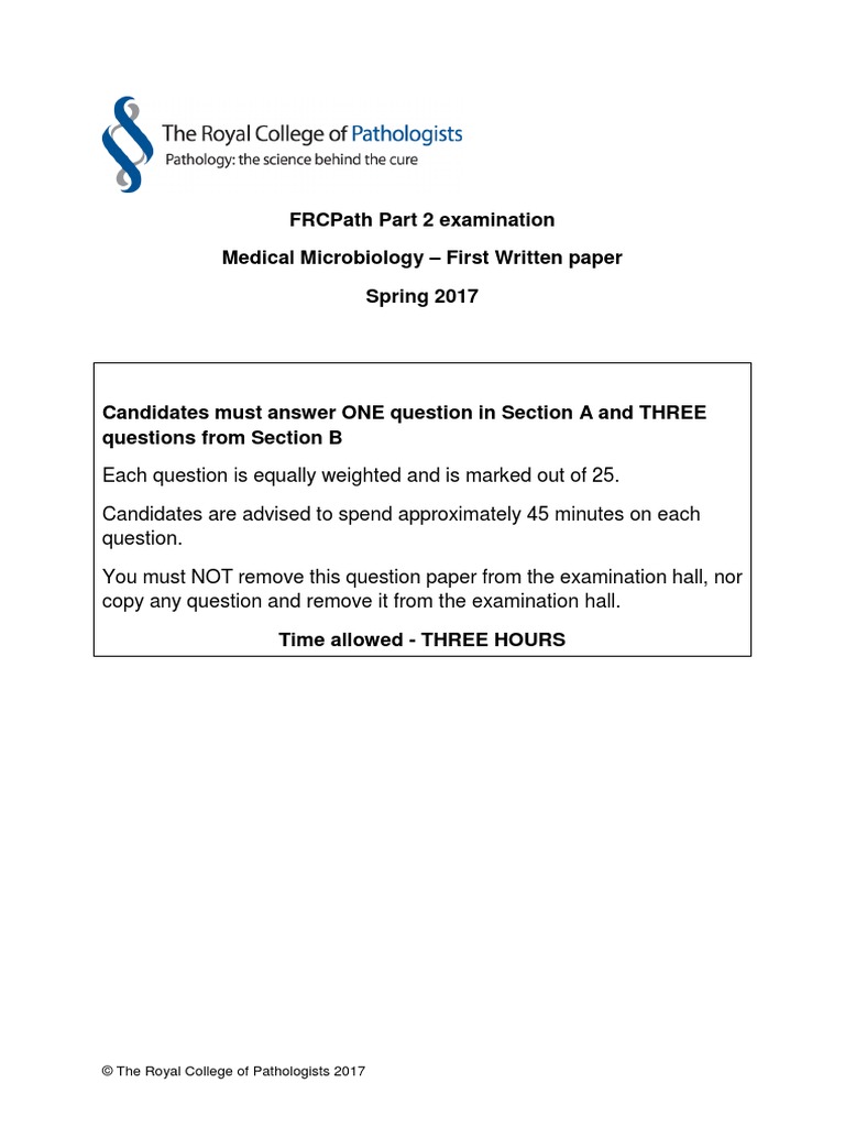 Medical Microbiology Paper 1 Sample Paper | PDF | Surgery | Medical ...