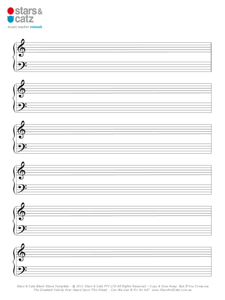 Stars & Catz Blank Stave Template - © 2011 Stars & Catz PTY LTD All ...