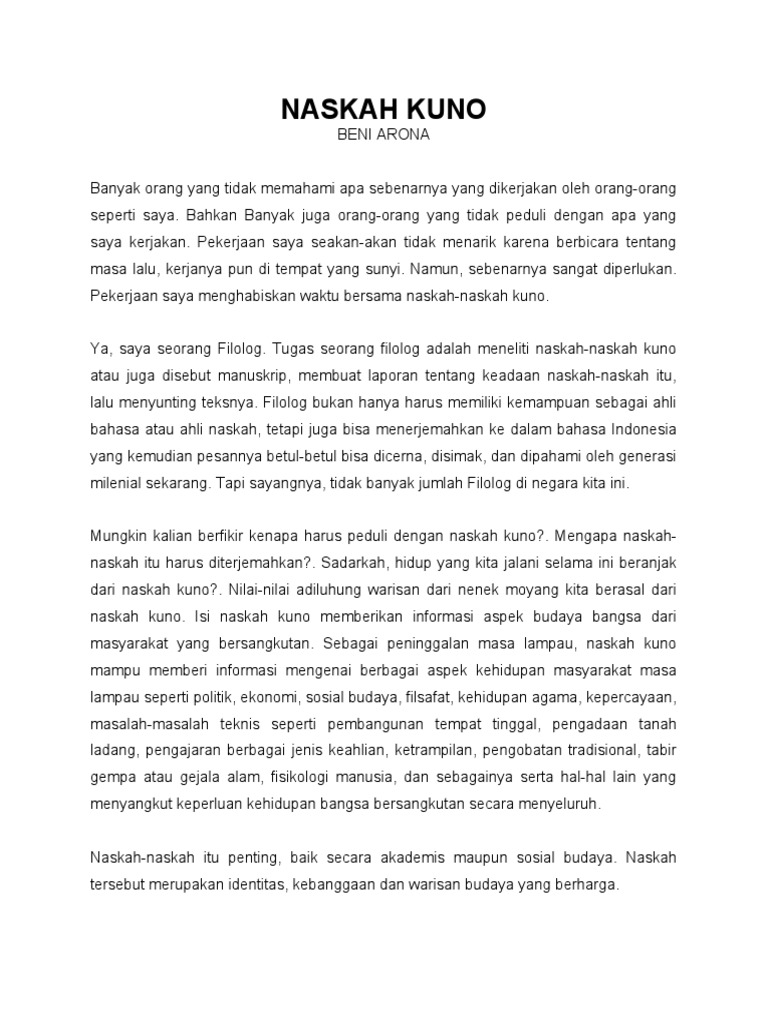 Monolog Naskah Kuno | PDF