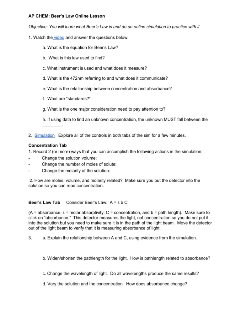 AP Chem: Mastering Beer’s Law | PDF | Absorbance | Color