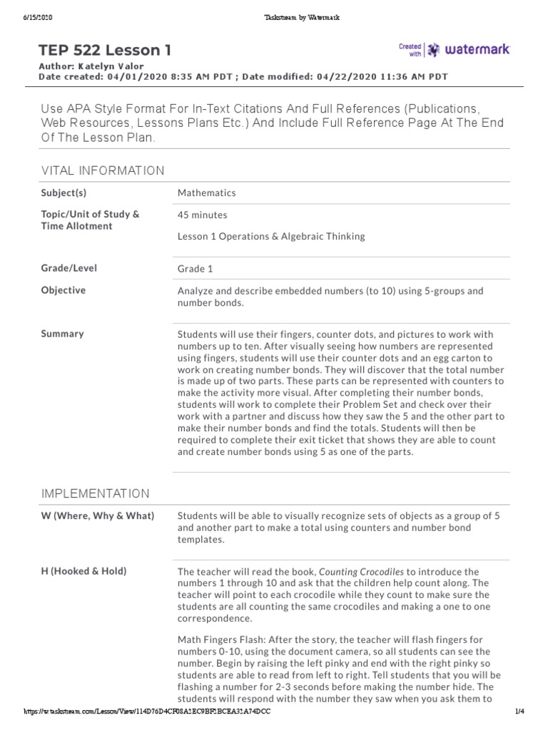 1st Grade Math Unit | PDF | Common Core State Standards Initiative ...