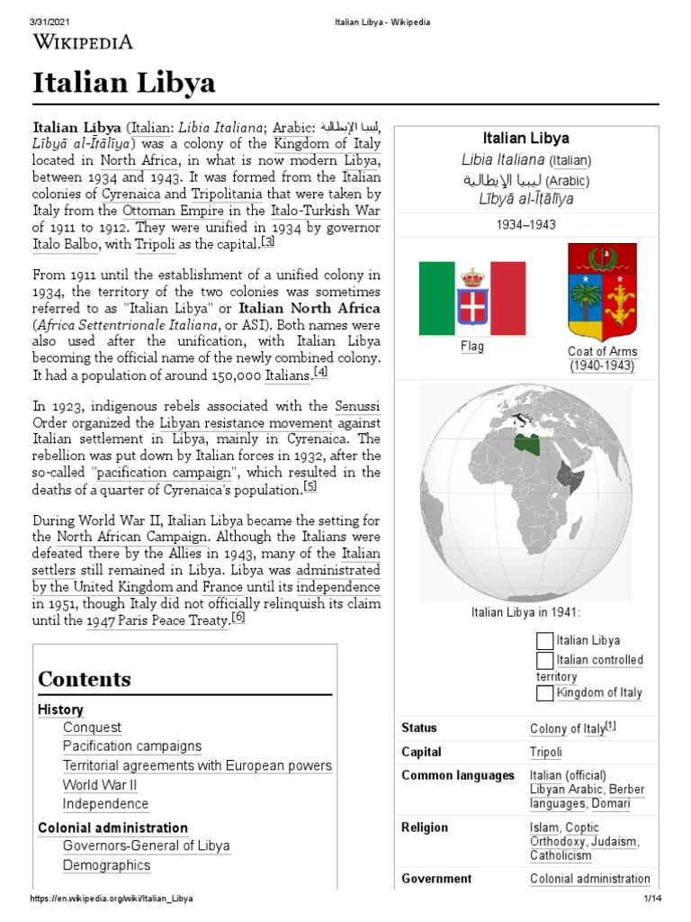Italian Libya | PDF | Libya | Military