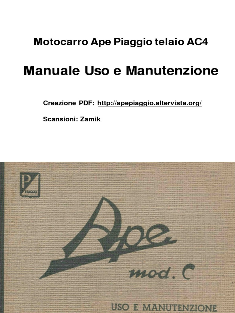 Ape AC4 Uso e Manutenzione | PDF