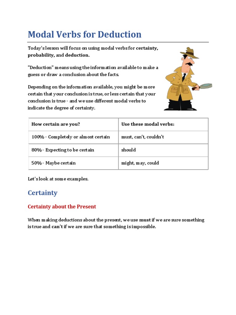 Modal Verbs For Deduction | PDF | Deductive Reasoning | Verb