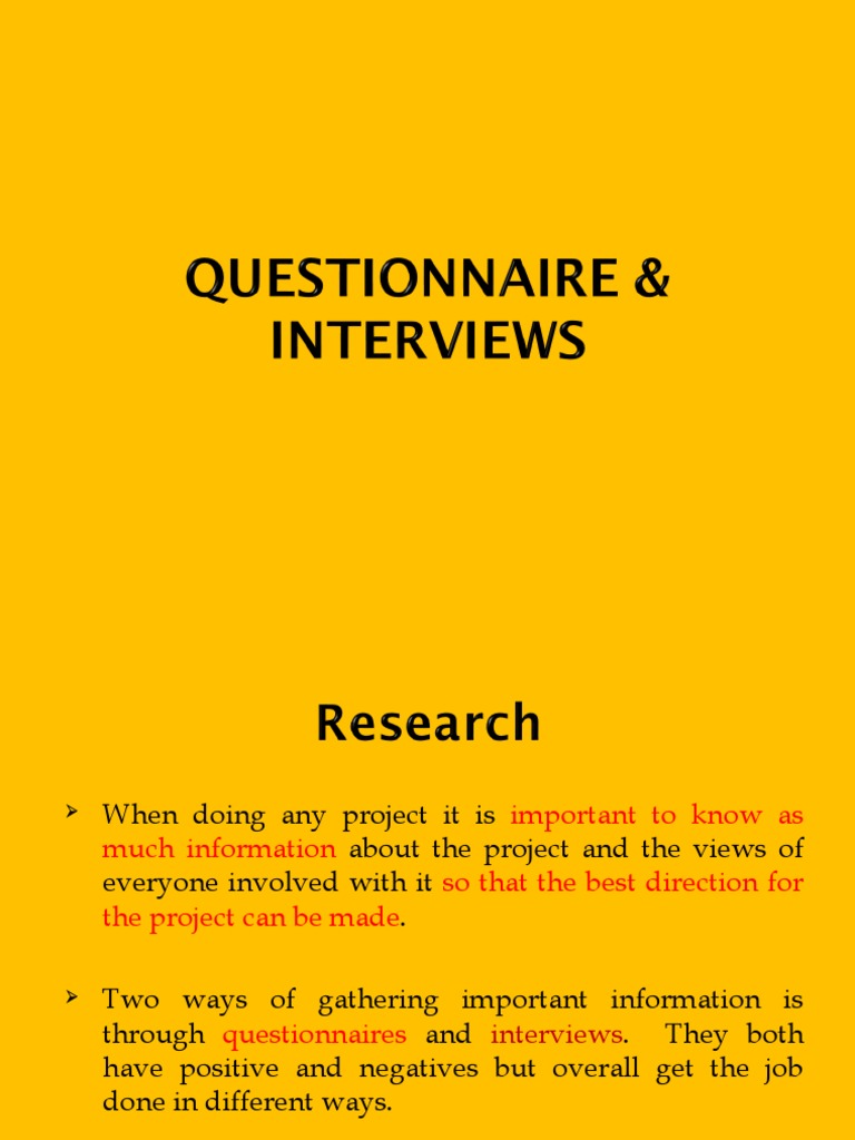 Questionnaire & Interviews | PDF | Interview | Sampling (Statistics)