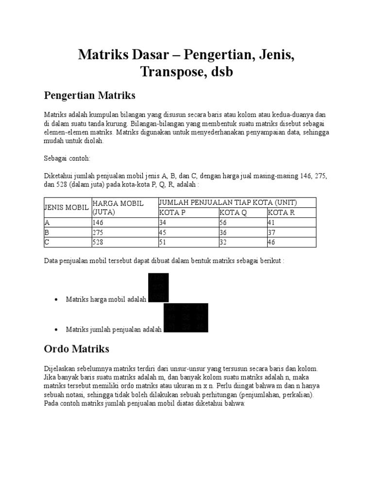 Matriks Dasar | PDF