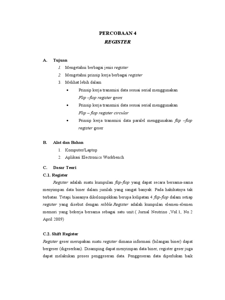 Modul Percobaan 4 Register | PDF | Metode & Bahan Ajar | Komputer