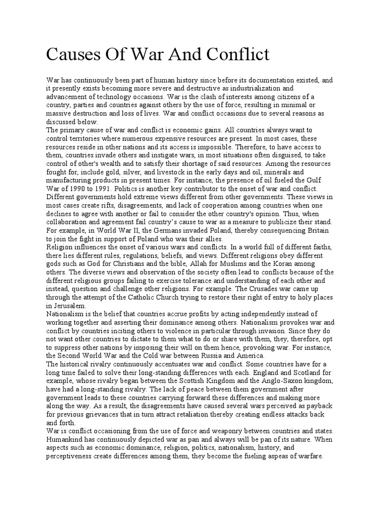 Causes of War and Conflict | PDF | Nationalism | Religion And Belief