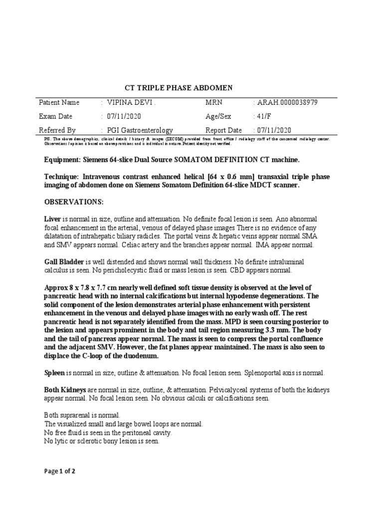CT Scan Report | PDF | Ct Scan | Radiology
