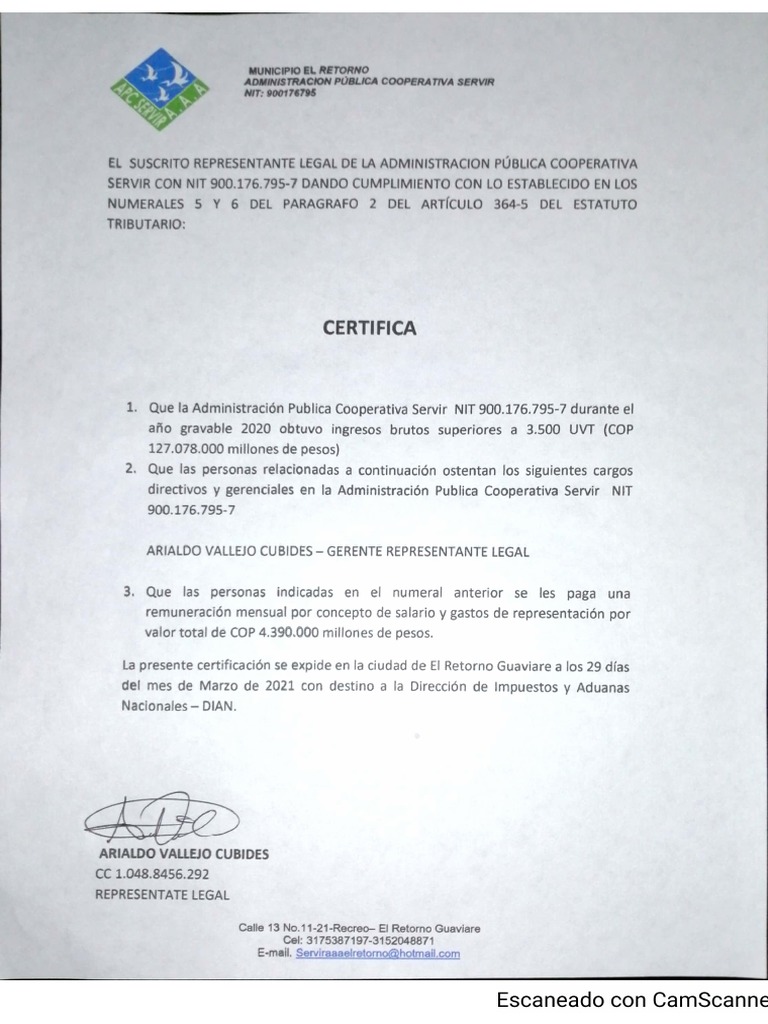 Certificado Cargos Directivos y Gerenciales | PDF