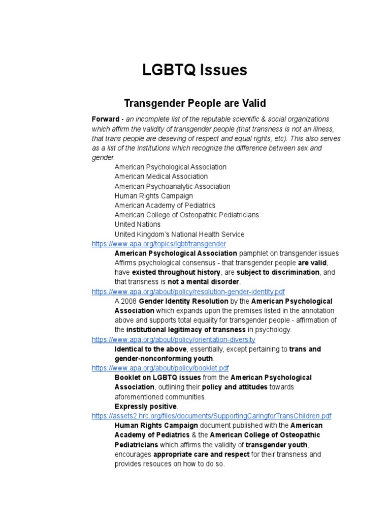 LGBTQ Issues From Ultimate Research Document | PDF | Transgender ...