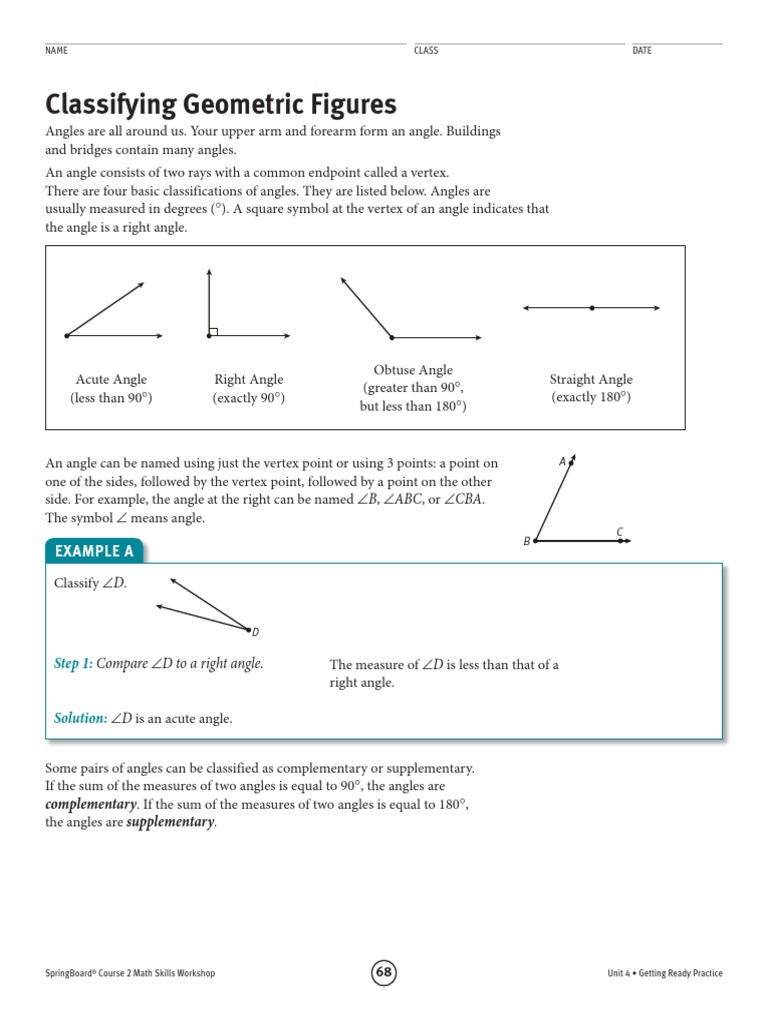 Classifying Geometric Figures: Example A | PDF | Triangle | Angle