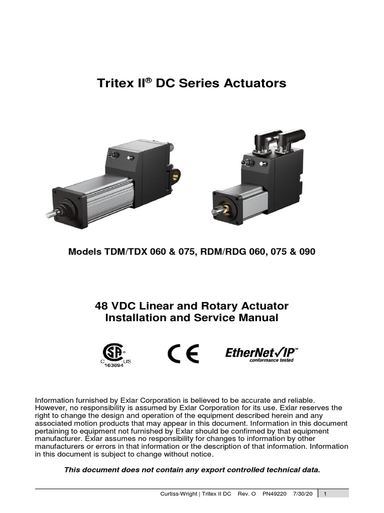 Tritex II DC Series Actuators: 48 VDC Linear and Rotary Actuator ...