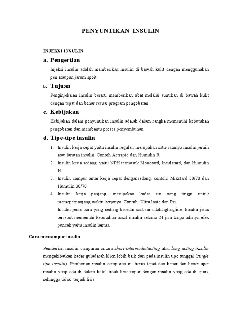 Penyuntikan Insulin | PDF | Kesehatan Holistik