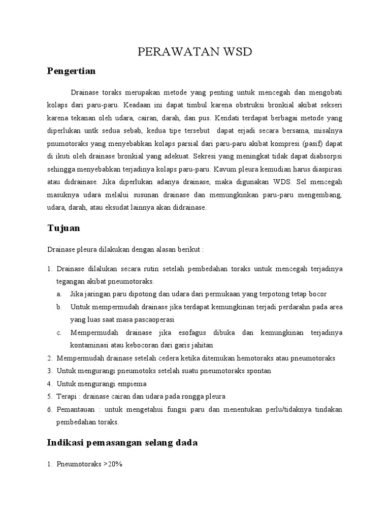 Perawatan WSD: Pengertian | PDF