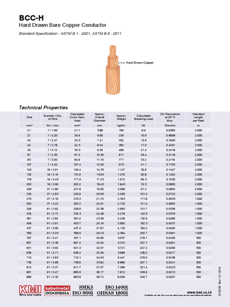 Brosur BCC H - ASTM B8 - Rev33 | PDF | Electrical Conductor | Force
