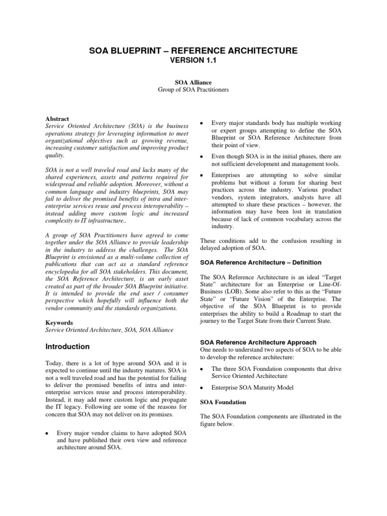 Soa Blueprint - Reference Architecture | PDF | Service Oriented ...