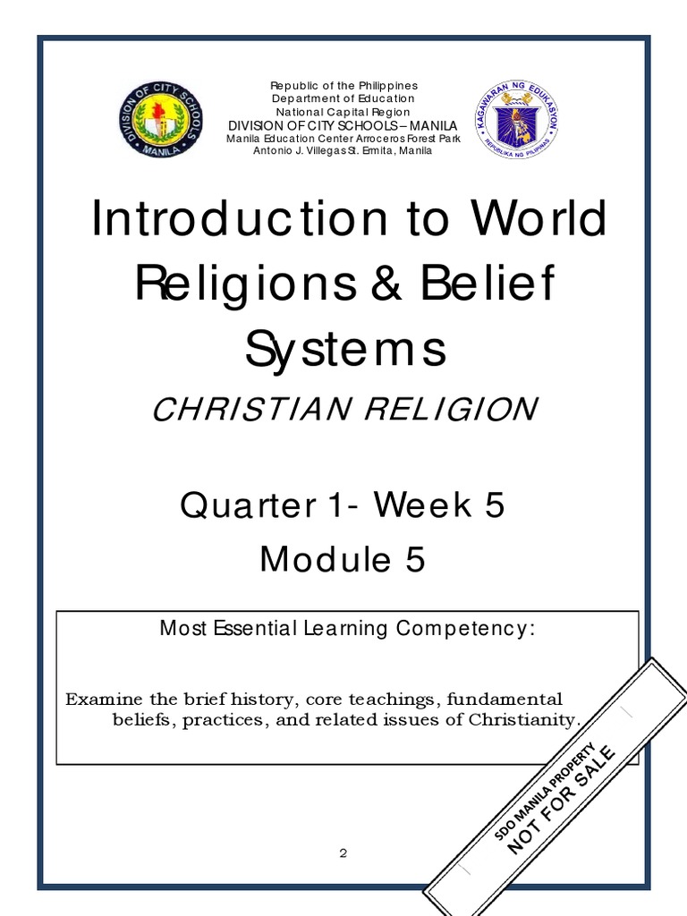 Introduction To World Religions & Belief Systems: Quarter 1-Week 5 ...