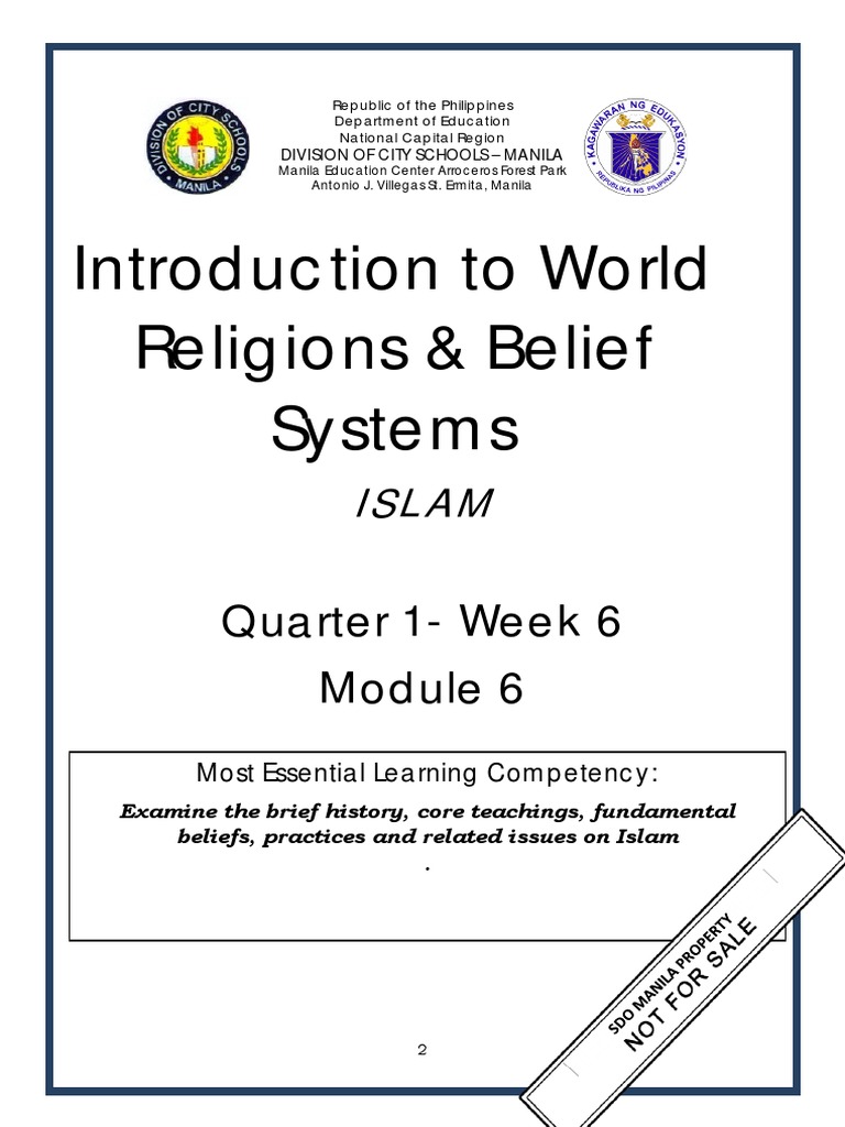 Introduction To World Religions & Belief Systems: Quarter 1-Week 6 ...