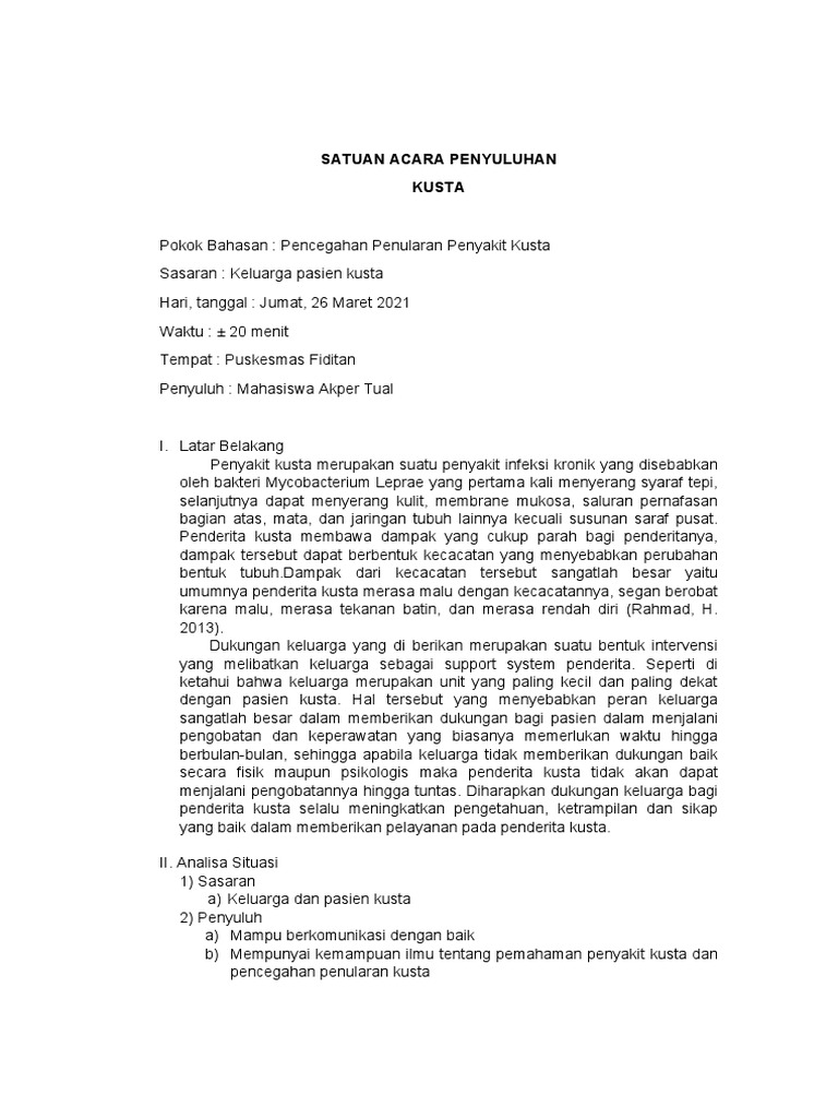 PENCEGAHAN PENULARAN PENYAKIT KUSTA | PDF