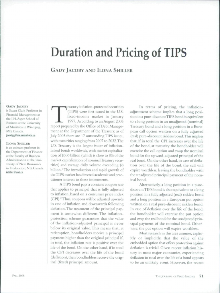 Duration and Pricing of TIPS | PDF | Bond Duration | Bonds (Finance)