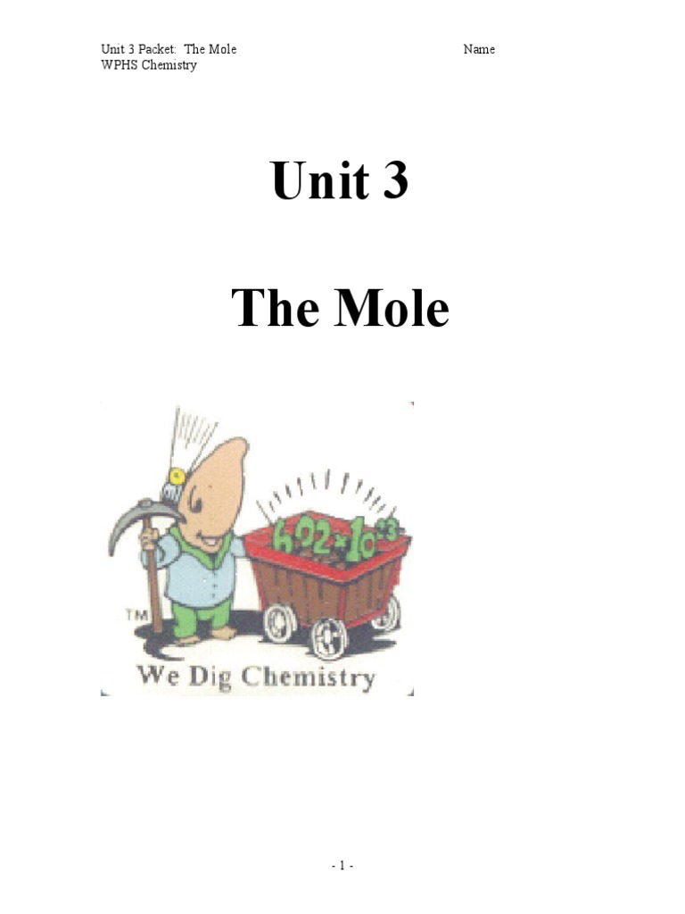 Unit 3 Packet: The Mole Name WPHS Chemistry | PDF | Mole (Unit) | Molecules