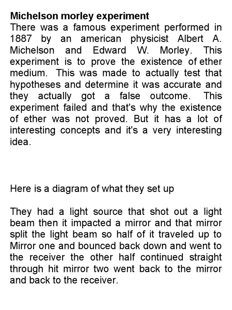 Michelson Morley Experiment | PDF