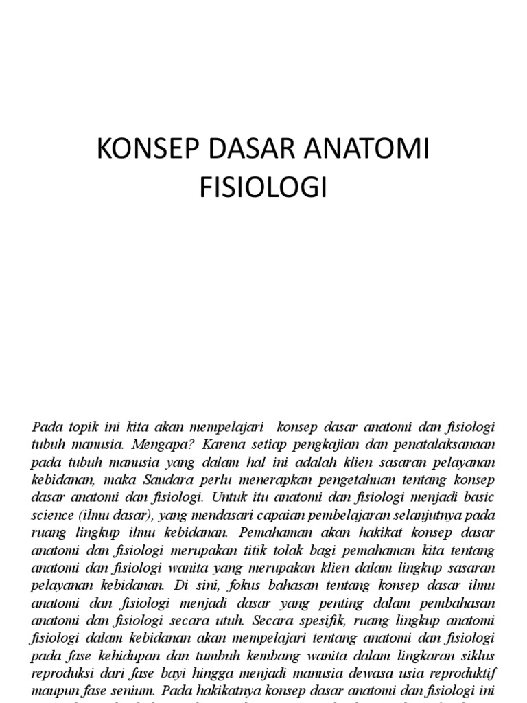 Konsep Dasar Anatomi Fisiologi | PDF