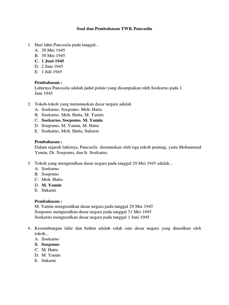 Pembahasan Soal TWK Pancasila | PDF